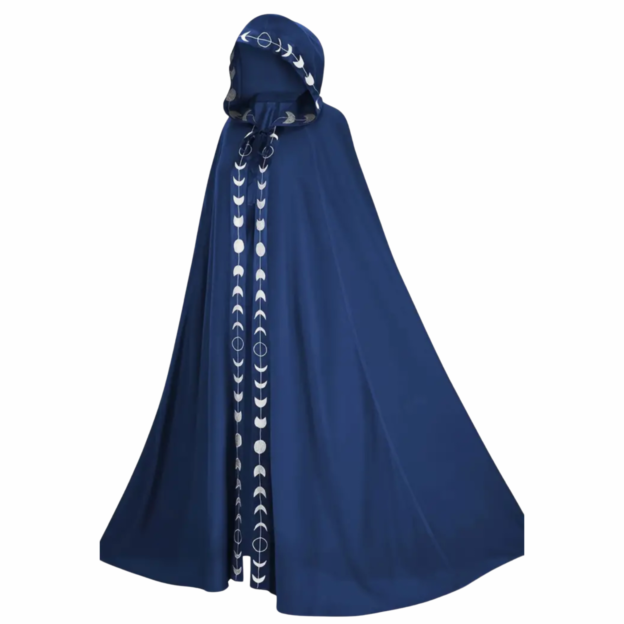 Royal Blue Moon Phase Cloak | Celestial Hooded Cape | Wyld Sage Wares